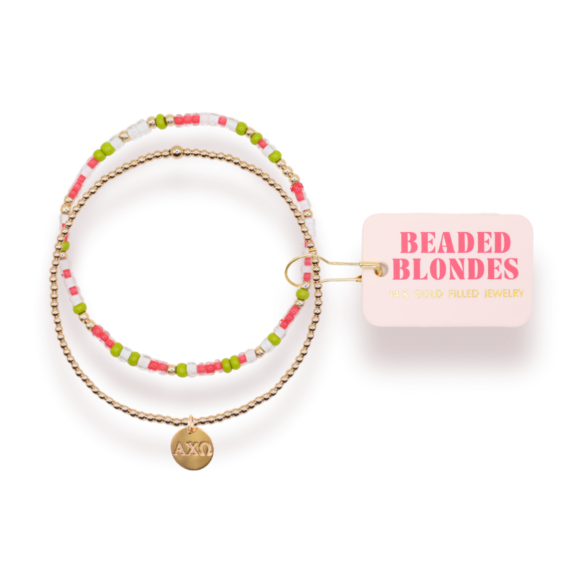 Alpha Chi Omega Sprinkle + Charm Bracelet Stack – Beaded Blondes